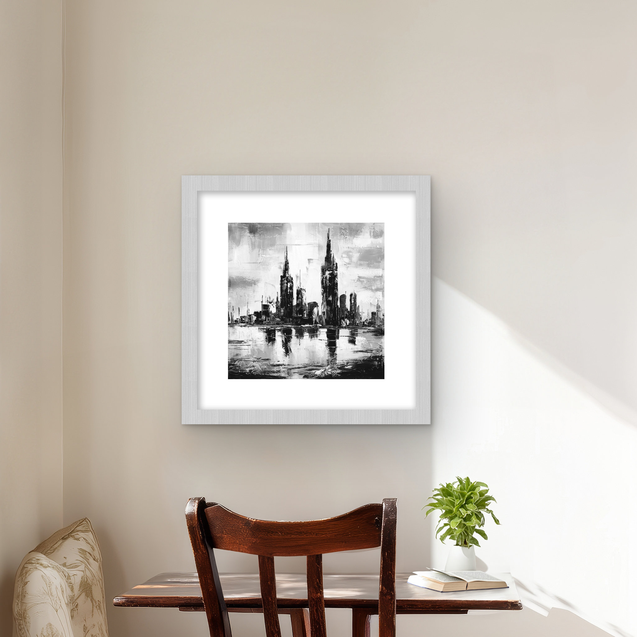 Lark Manor™ Mono urban cityscape - Monochrome matted print | Wayfair