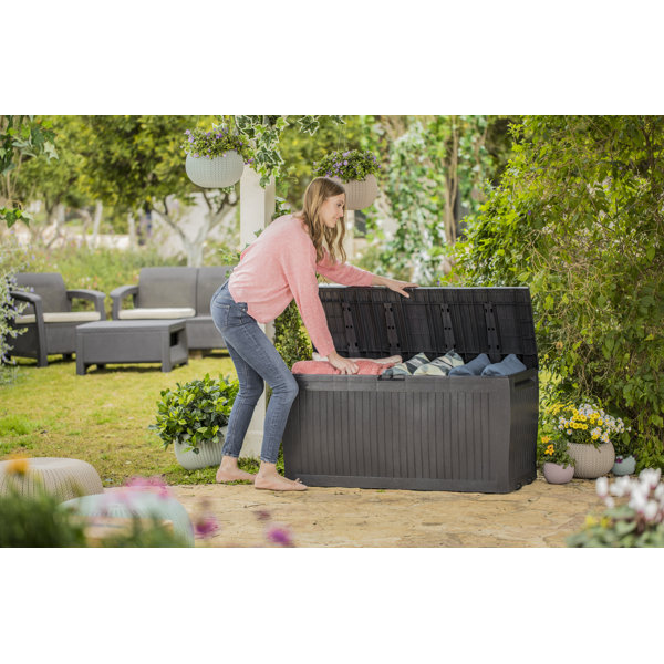 Keter Comfy 71 Gallon Durable Resin Outdoor Storage and Organization ...