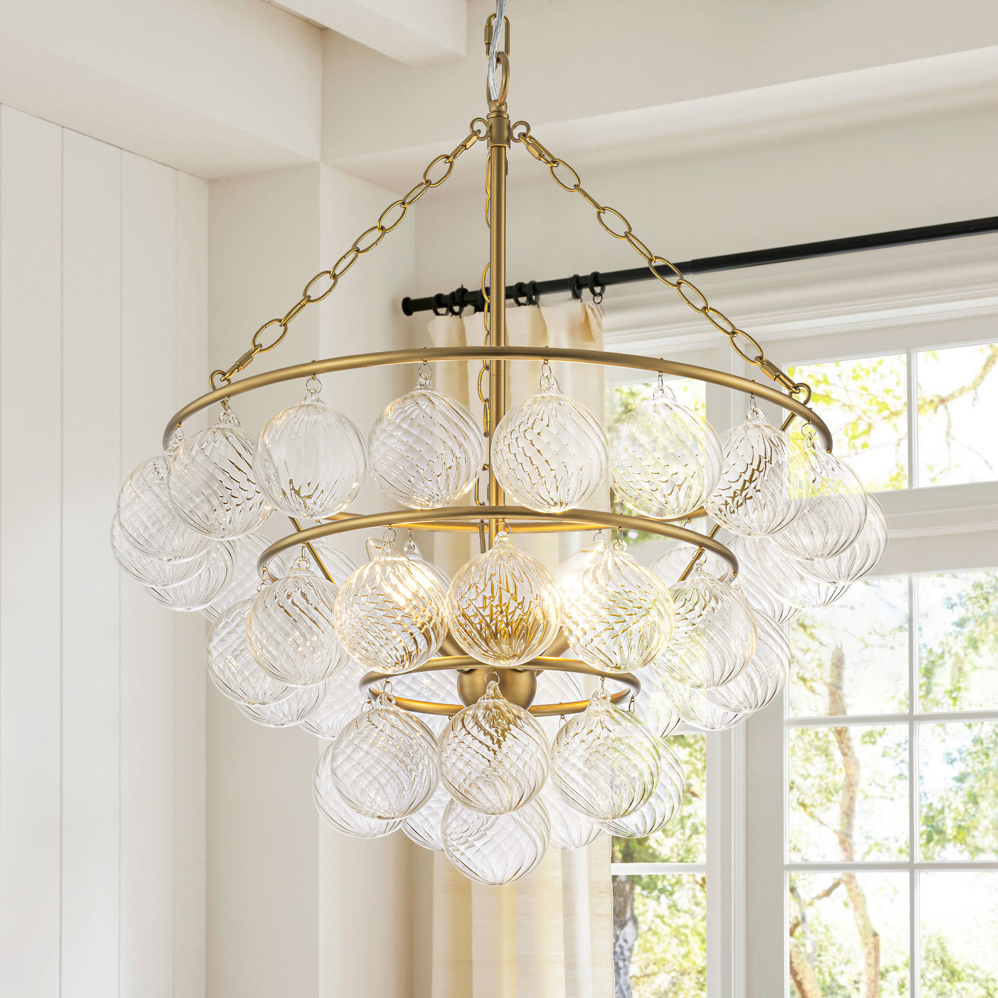 MAY FLORIDA Velluno 4 - Light Modern Bubble Glass Chandelier | Wayfair