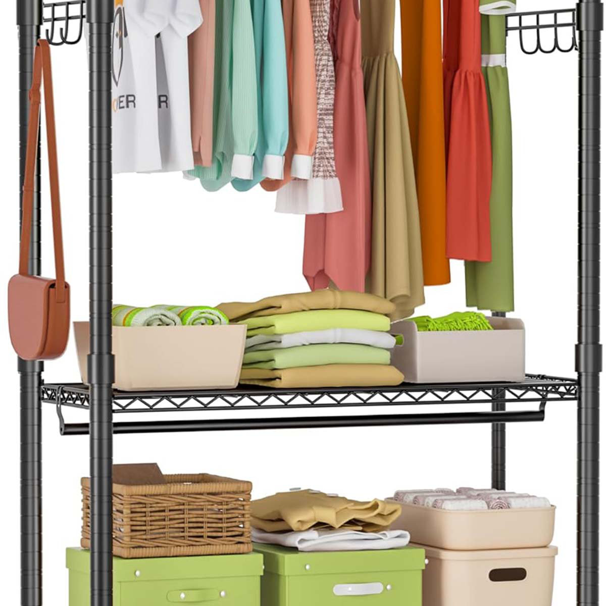 Latitude Run® Heavy Duty Rolling Garment Rack, 1" Diameter Rods, 3 ...