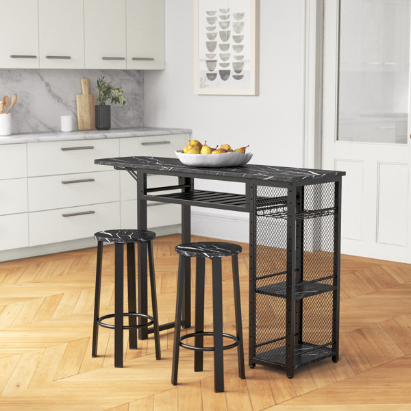 Mercury Row® Verret Liquor Bar Pub Table Adjustable Shelves & Cup ...