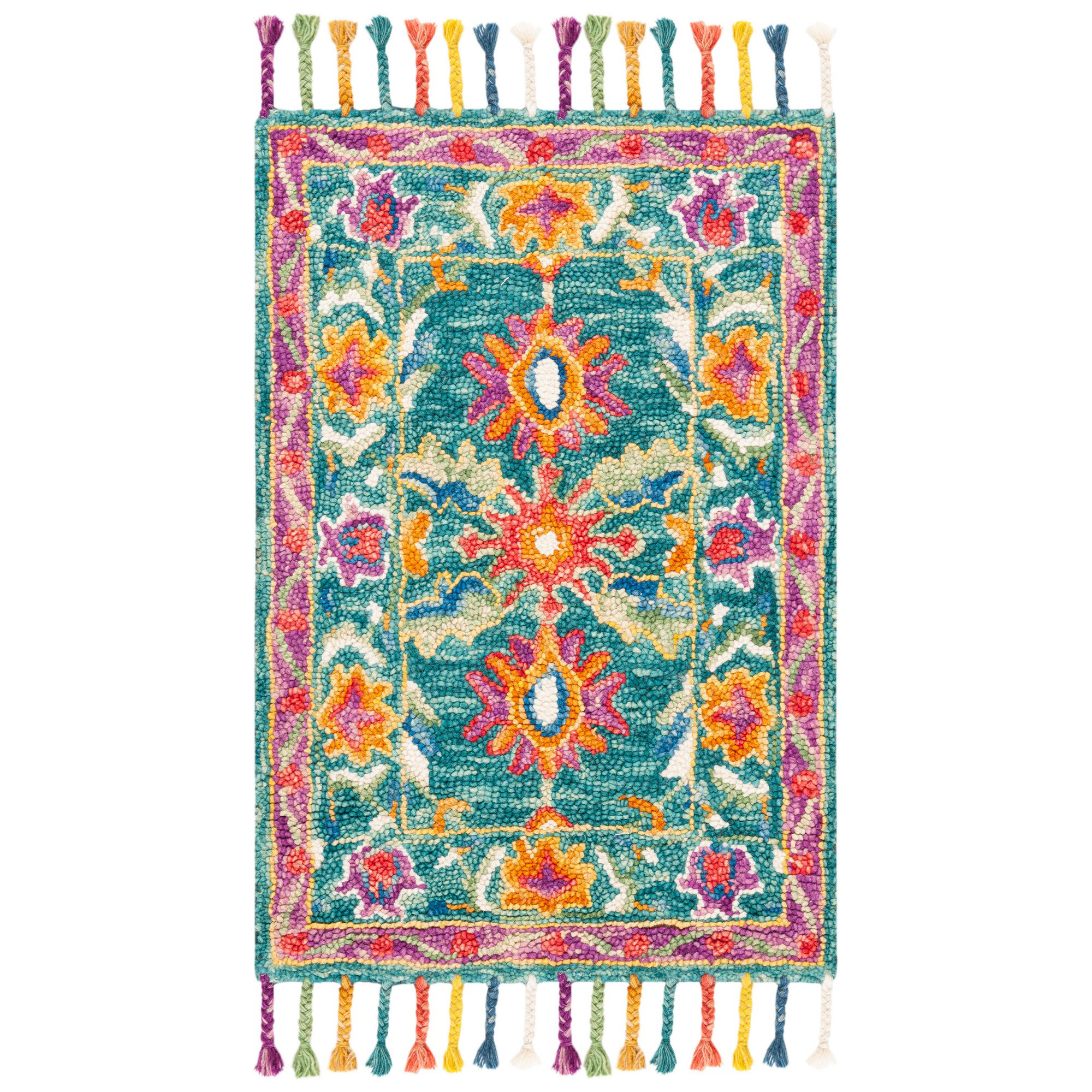 Bungalow Rose Vahakn Hand-Tufted Wool Turquoise/Purple Area Rug ...