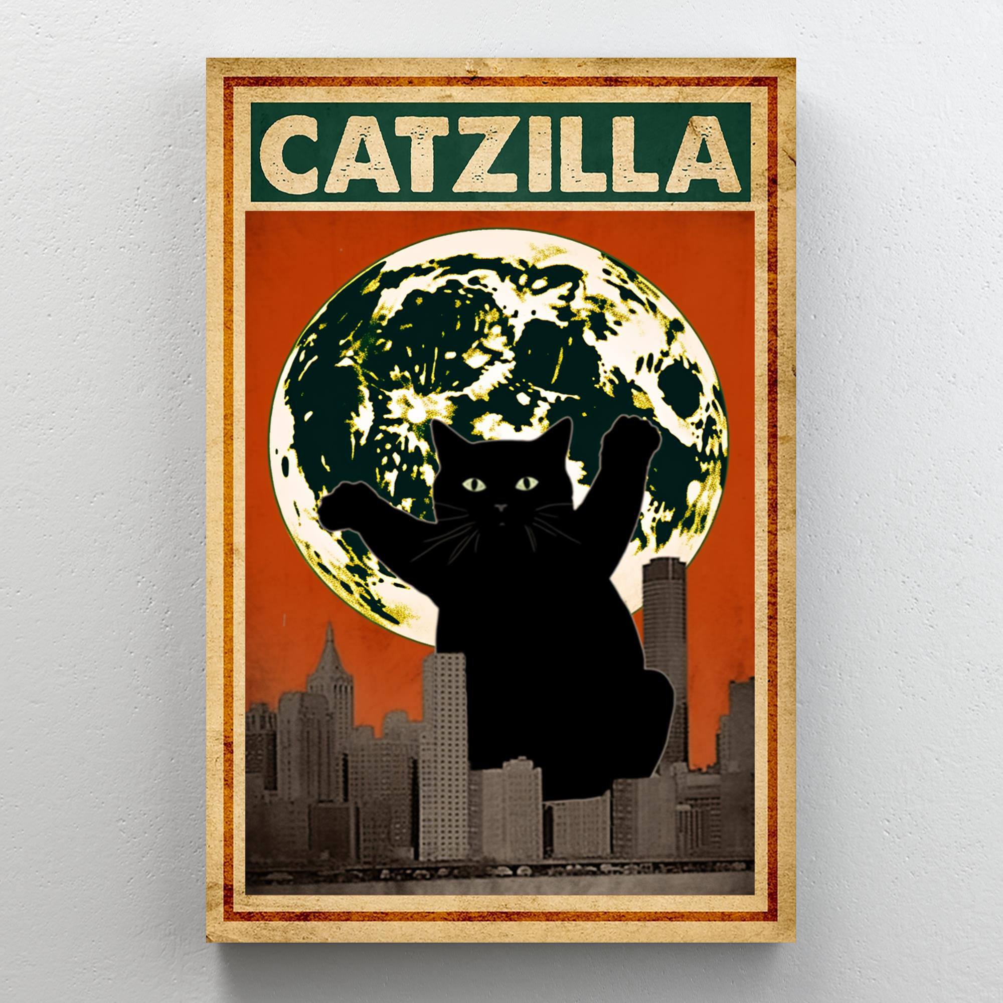 Trinx Catzilla - 1 Piece Rectangle Graphic Art Print On Wrapped Canvas ...