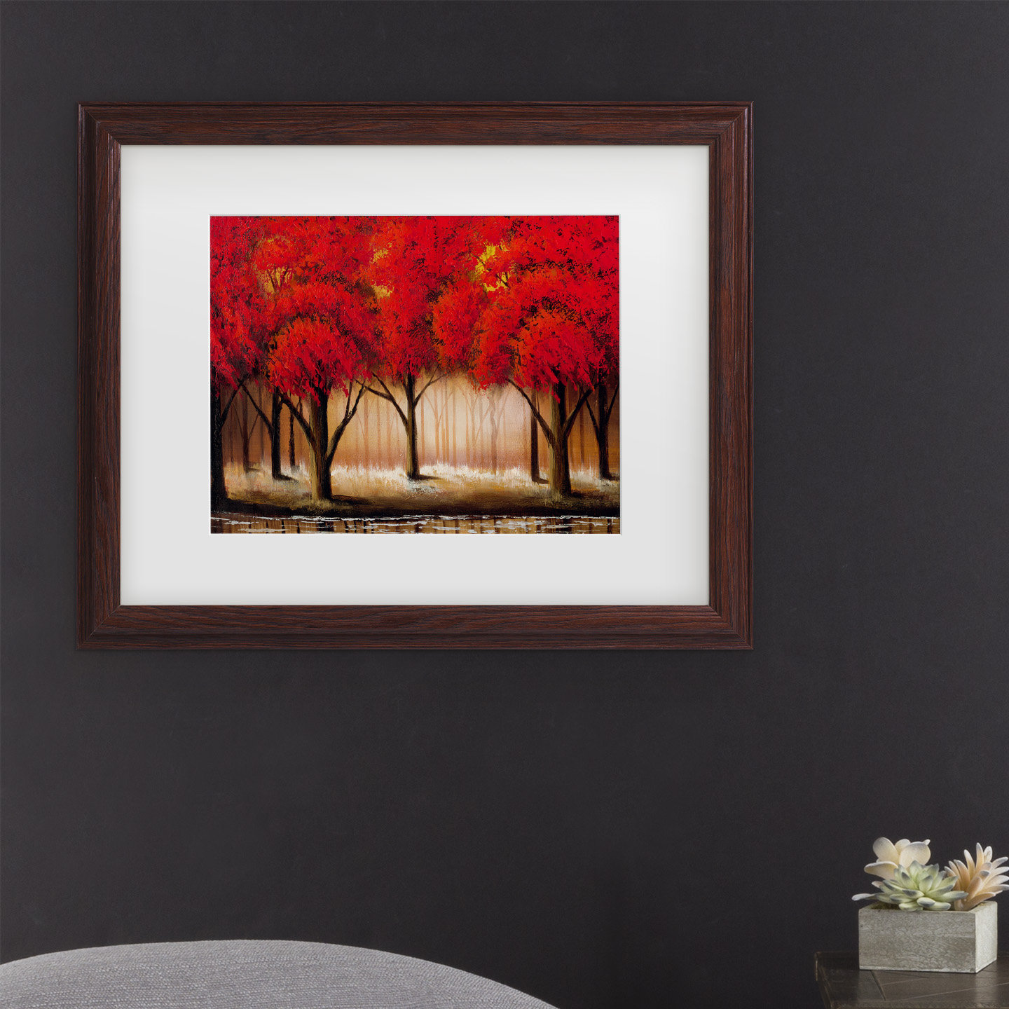 Millwood Pines 'Parade of Red Trees II' Framed Acrylic Painting Print ...