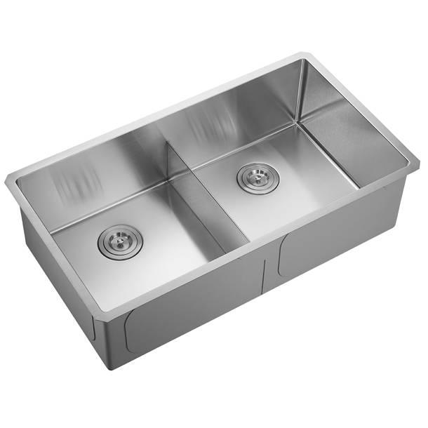 Serene Valley 36 in. Double Bowl Undermount Kitchen Sink, Thin Divider ...