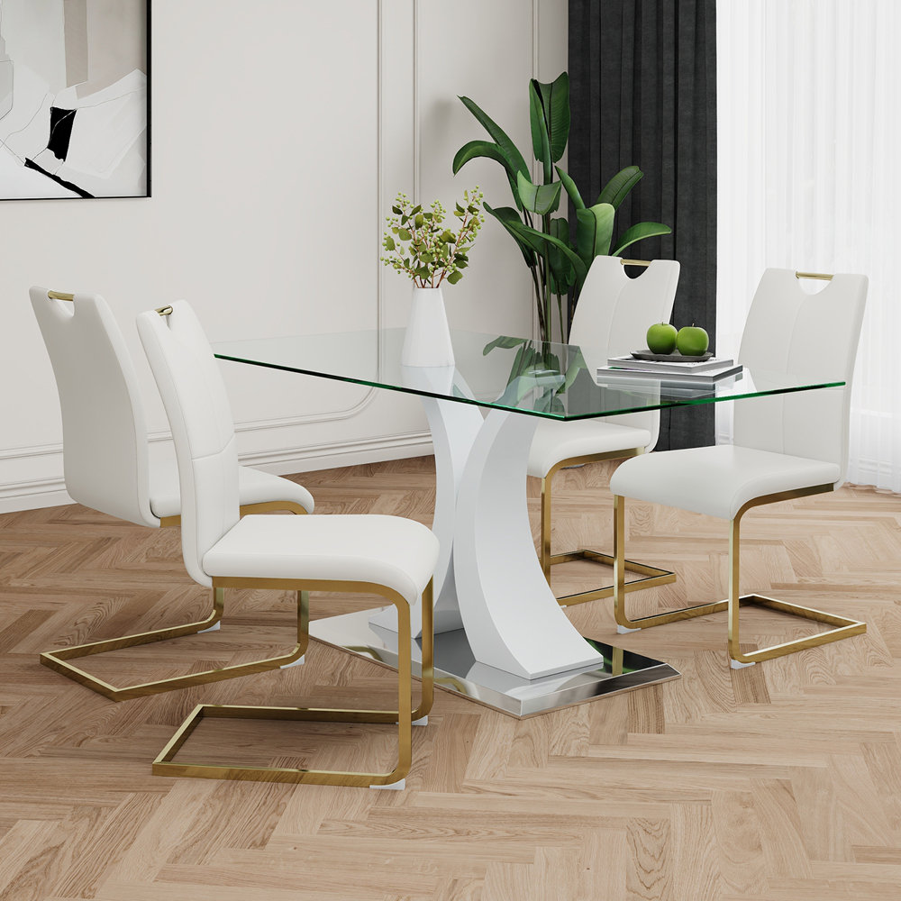 Everly Quinn Contemporary style glass table, elegant transparent design ...