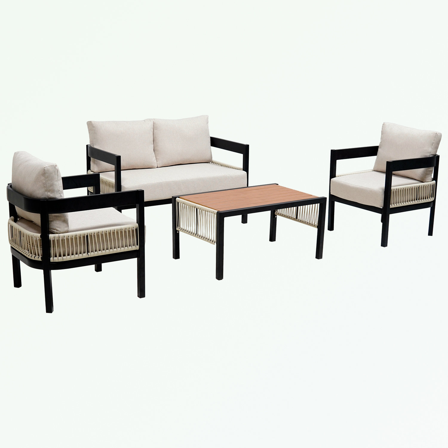 Bay Isle Home™ 4-Piece Outdoor Patio with soft cushion and sturdy legs ...