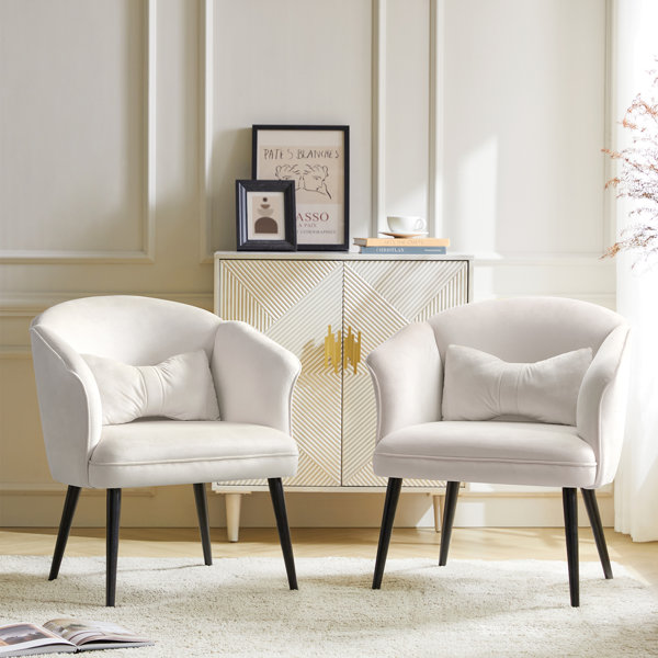 Mercer41 Chatavia 26.5"W Modern Accent Chair With Metal Legs Set Of 2 ...