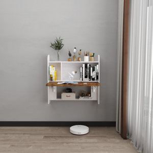 Ebern Designs Laylind Rectangle Floating Desk with and Cabinet | Wayfair