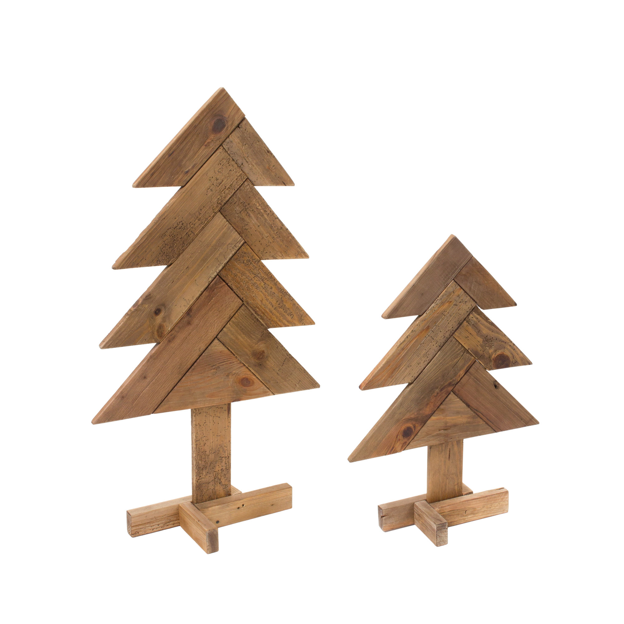 The Holiday Aisle® Rustic Wood Pine Tree (Set of 2) | Wayfair