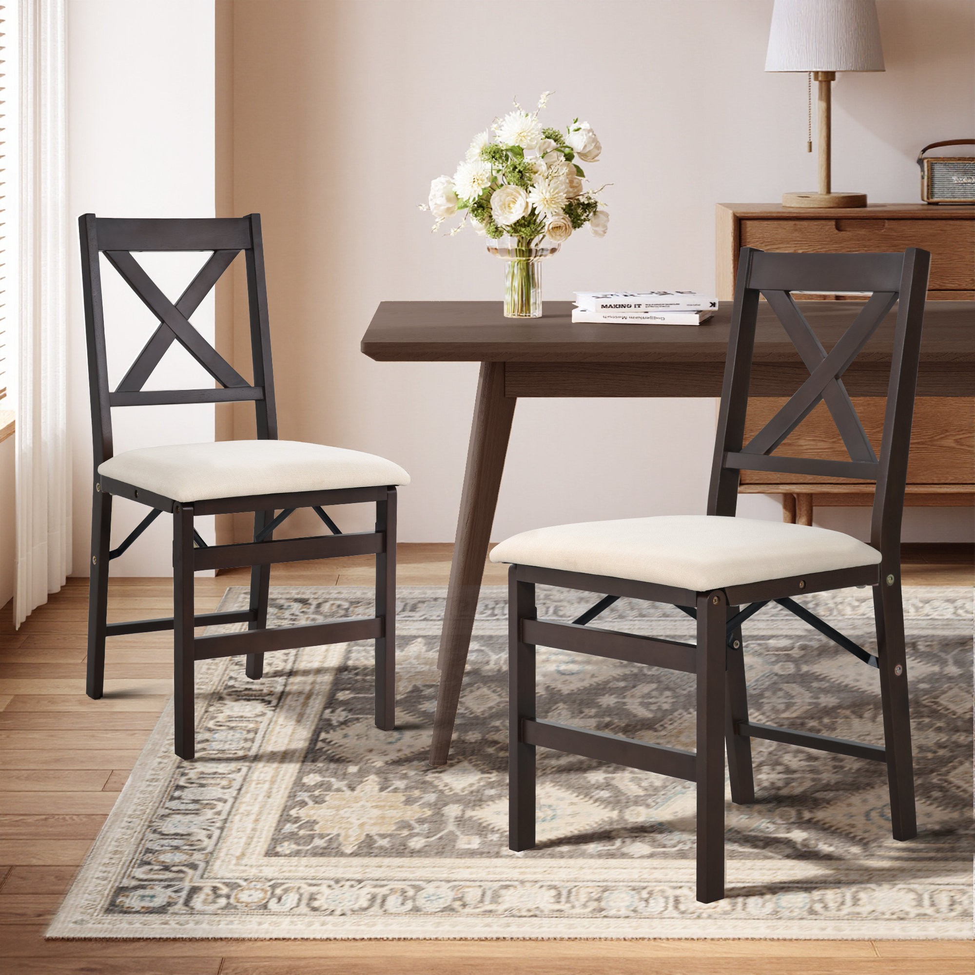 Gracie Oaks Padded Folding Dining Chairs Folding Chair Set & Reviews ...