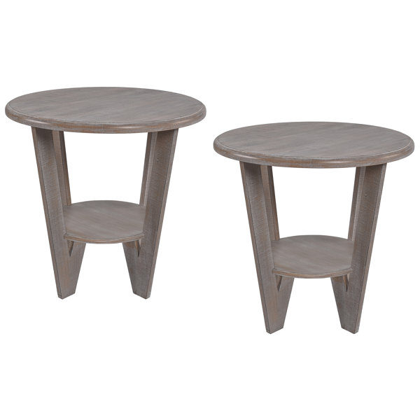 Gracie Oaks Ailith Rustic Farmhouse Round End Table, French Country ...