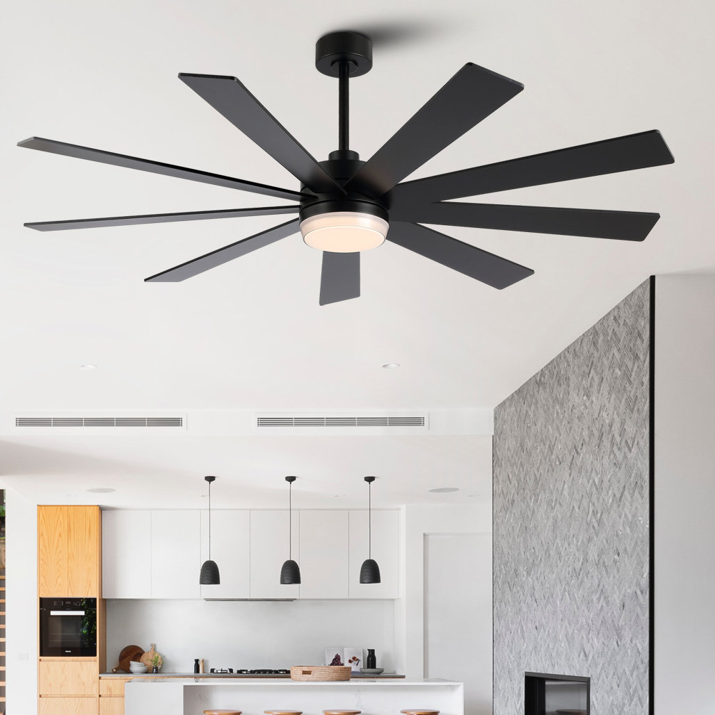 Wade Logan® 65" Babrak 9 - Blade LED Standard Ceiling Fan with Remote ...