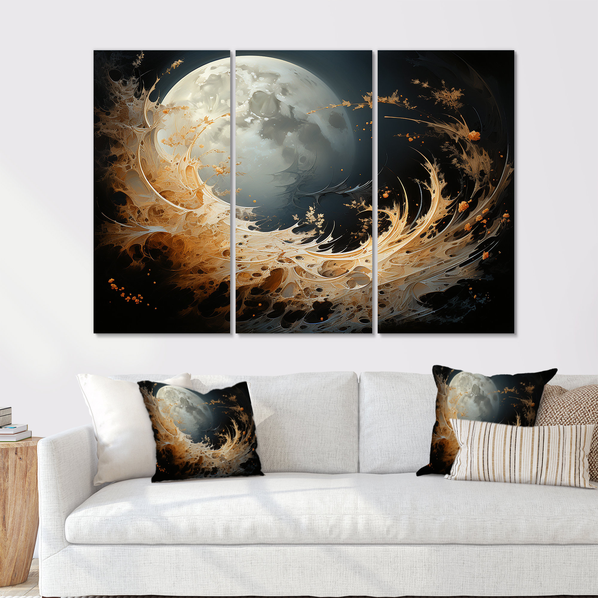 Lark Manor™ Fiery Moonlight Vision - Moon Canvas Art Set | Wayfair