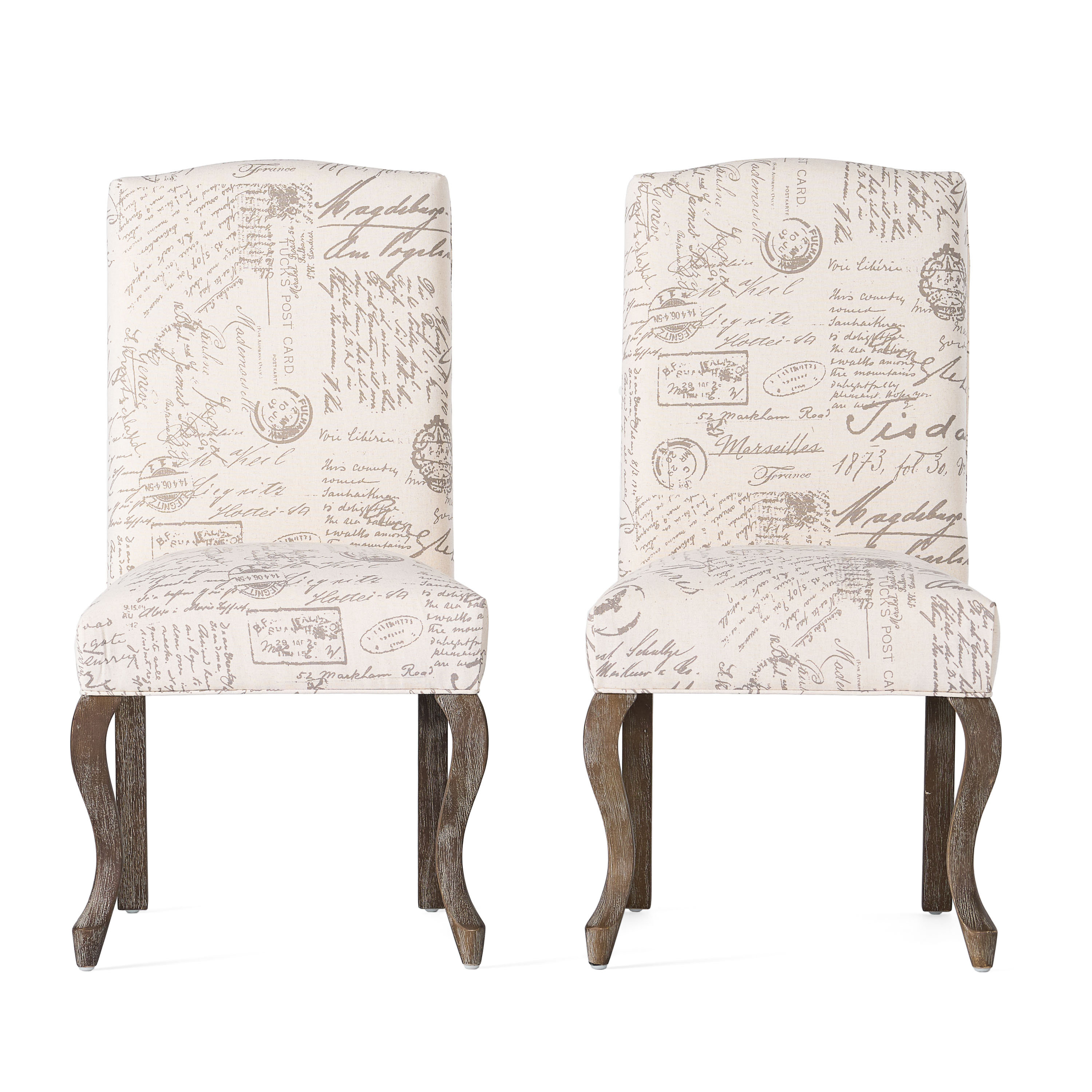 Wildon Home® Vintage Dining Chairs with French Script Upholstery and ...