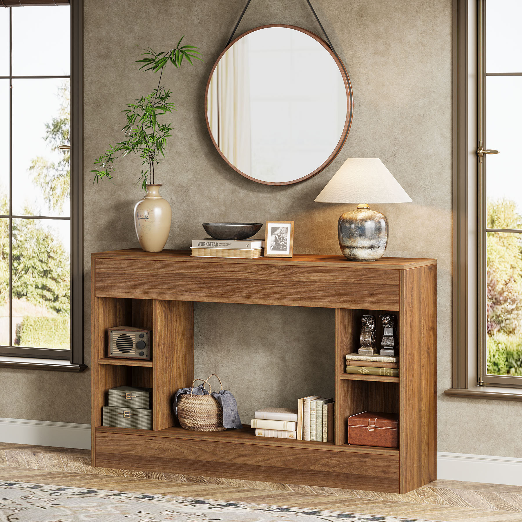 Millwood Pines Felomina 55'' Console Table with Storage Rustic for ...