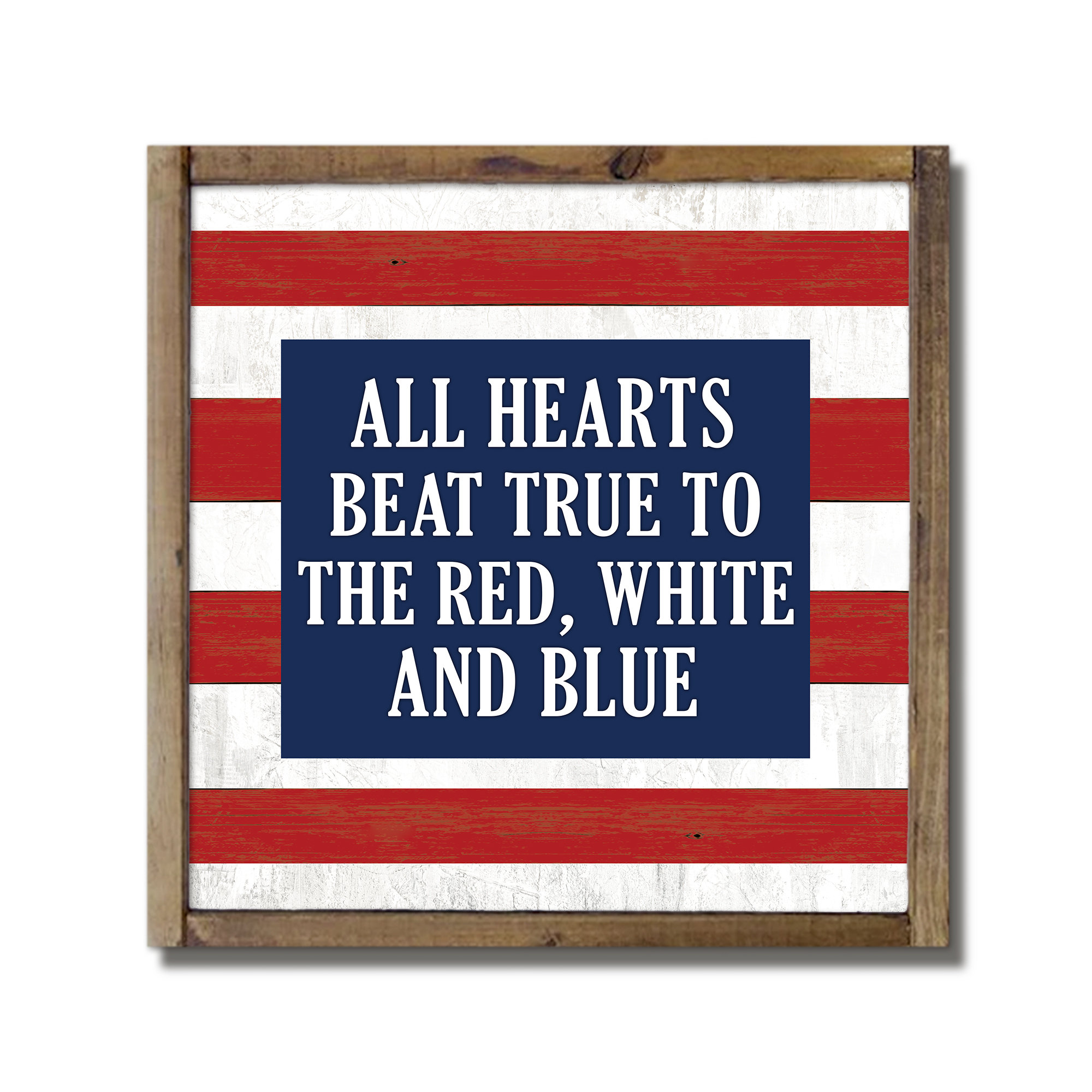 Trinx All Hearts Beat True - Dovetail Frame Print on Wood | Wayfair
