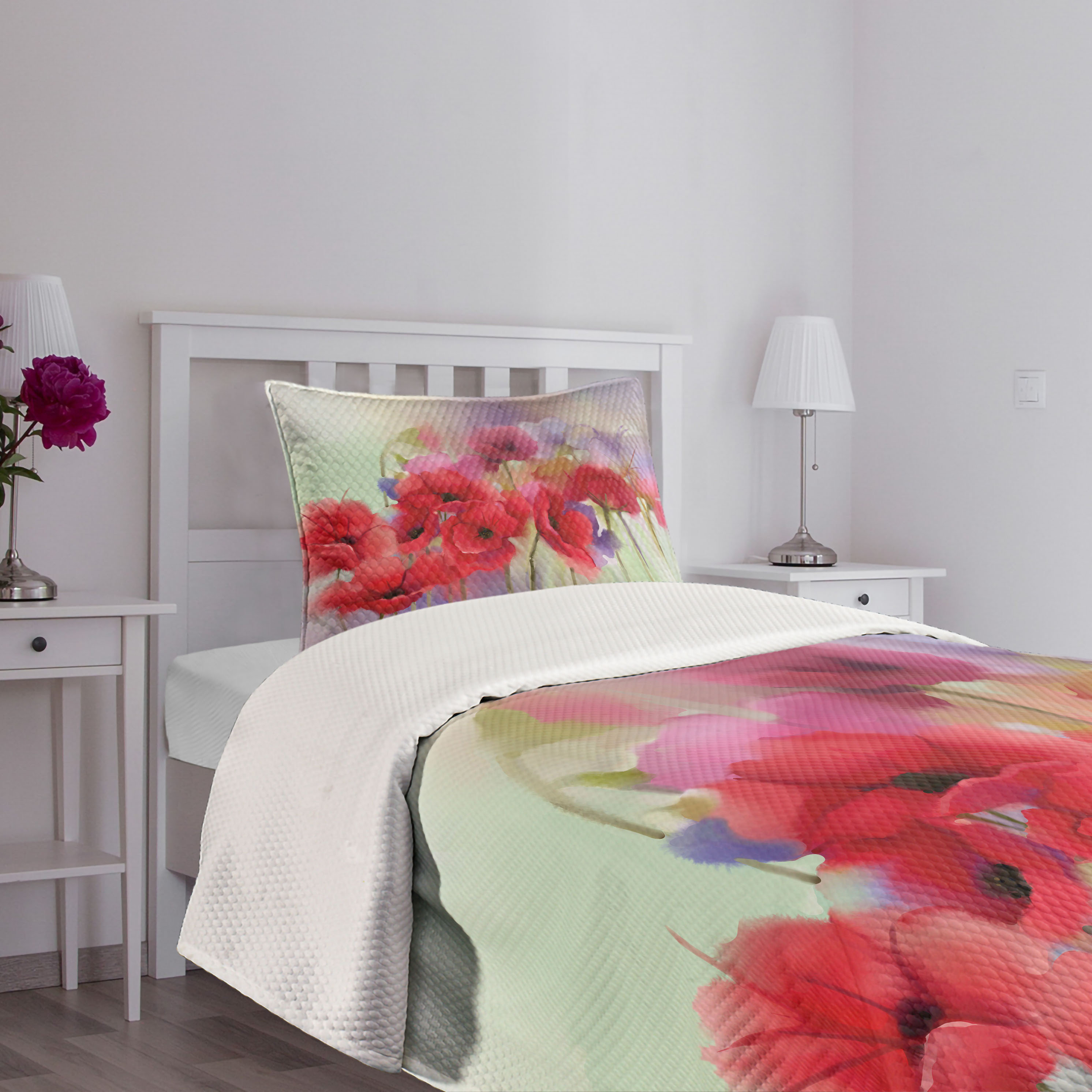 Ambesonne Poppy Flower Bedspread Spring Flowers Romance | Wayfair