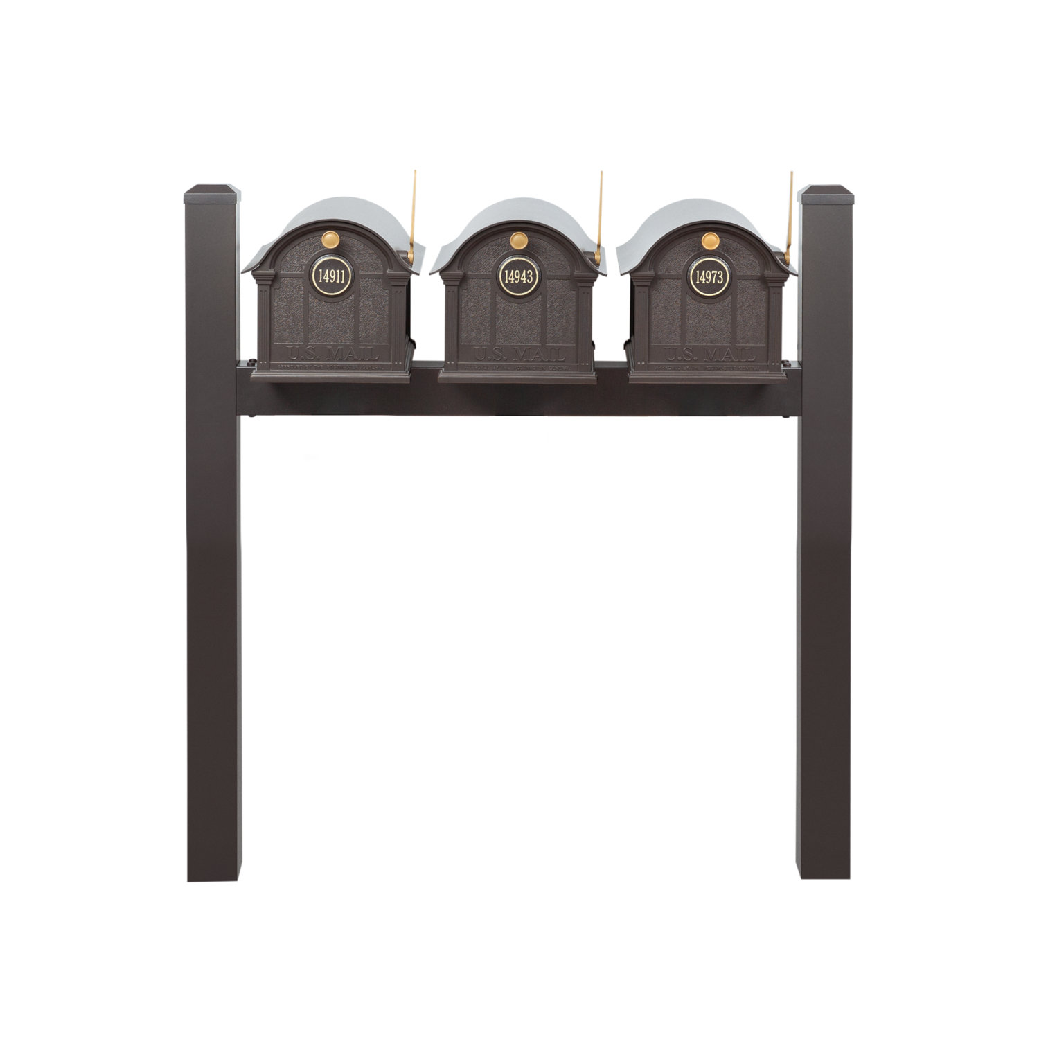 Whitehall Products Balmoral Triple Mount Mailbox /w/ Pyramid Caps ...