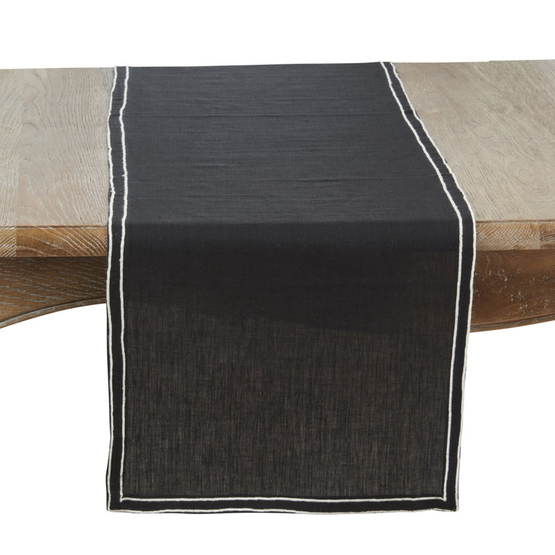Saro Double Line Embroidered Table Runner | Wayfair