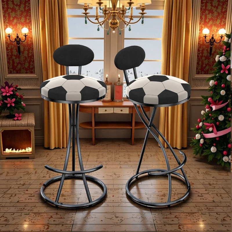 Mercer41 Set Of 2 Metal Frame Counter Height Bar Stools With Footrest ...
