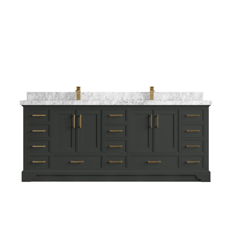 Willow Collections Charlotte 84'' Double Bathroom Vanity with Marble ...