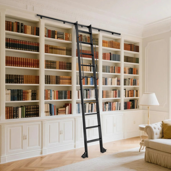 WFX Utility™ Aluminum Alloy Sliding Library Durable Step Rolling Ladder ...
