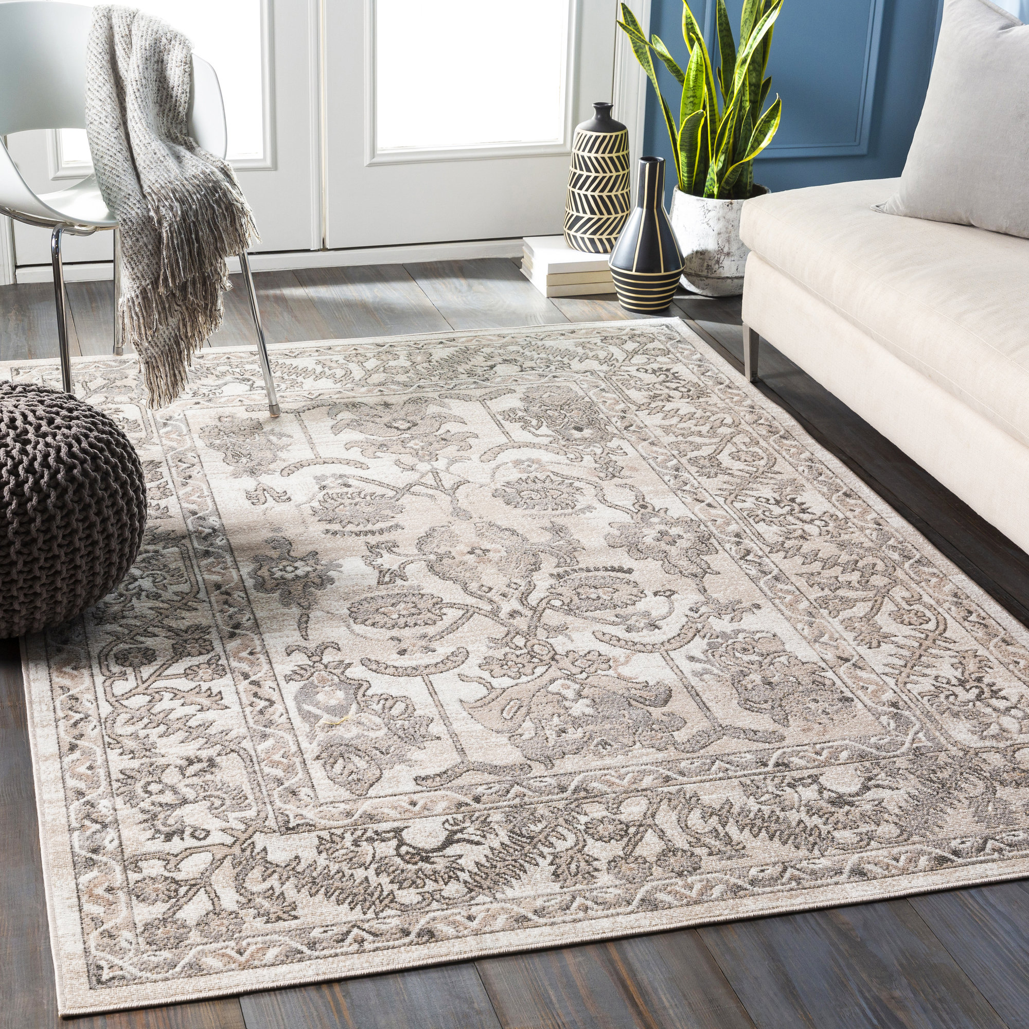 Langley Street® Jambi Distressed Tan/Gray Area Rug & Reviews | Wayfair