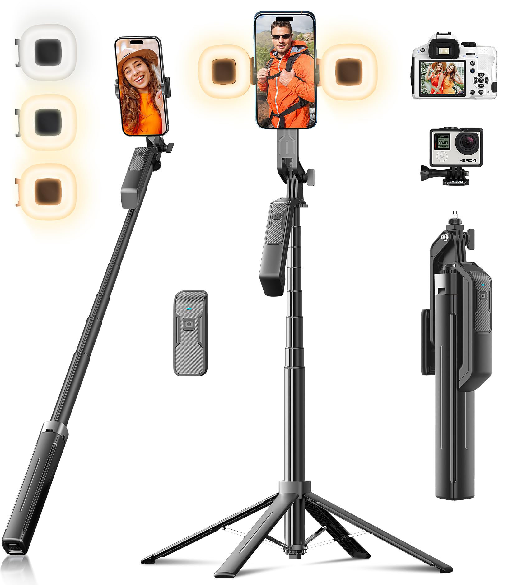 Fashion Finesse Selfie Stick Phone Tripod - 71 Inch Tall Cell Phone ...