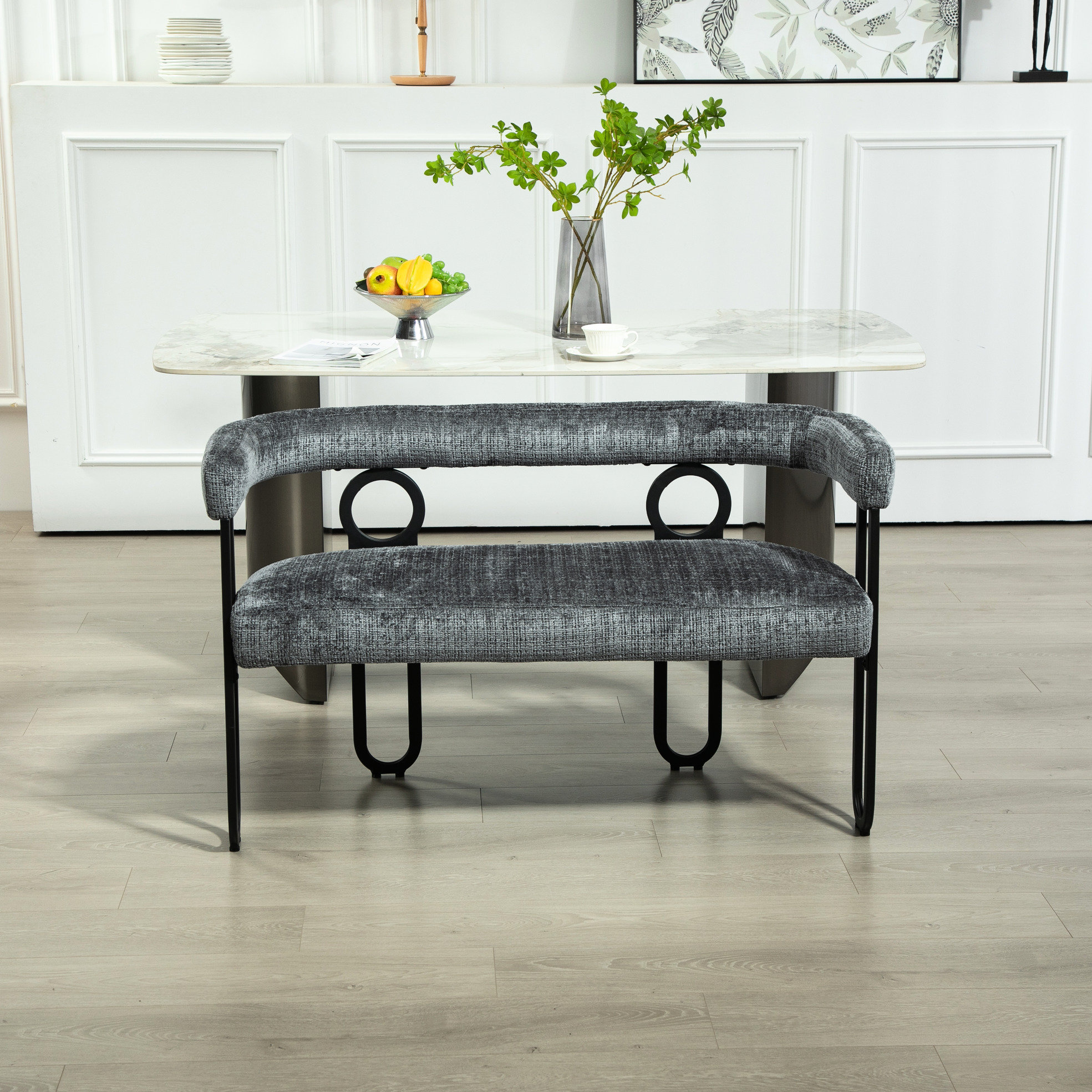 Ebern Designs Gray Chenille With Ergonomic And Strong Metal ...