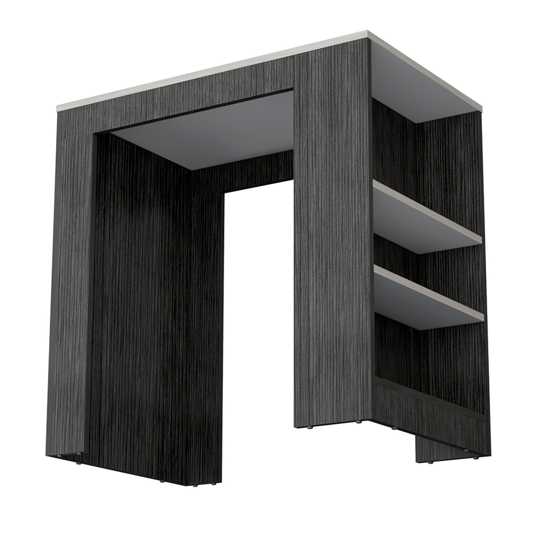 Latitude Run® Countertop Kitchen Island In Oak And - 3 Shelves For A ...