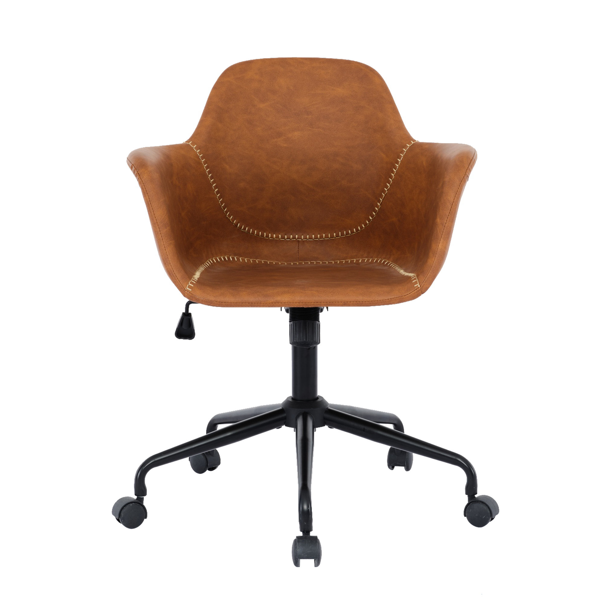George Oliver Hether PU Leather Swivel Ergonomic Rolling Office Chair ...