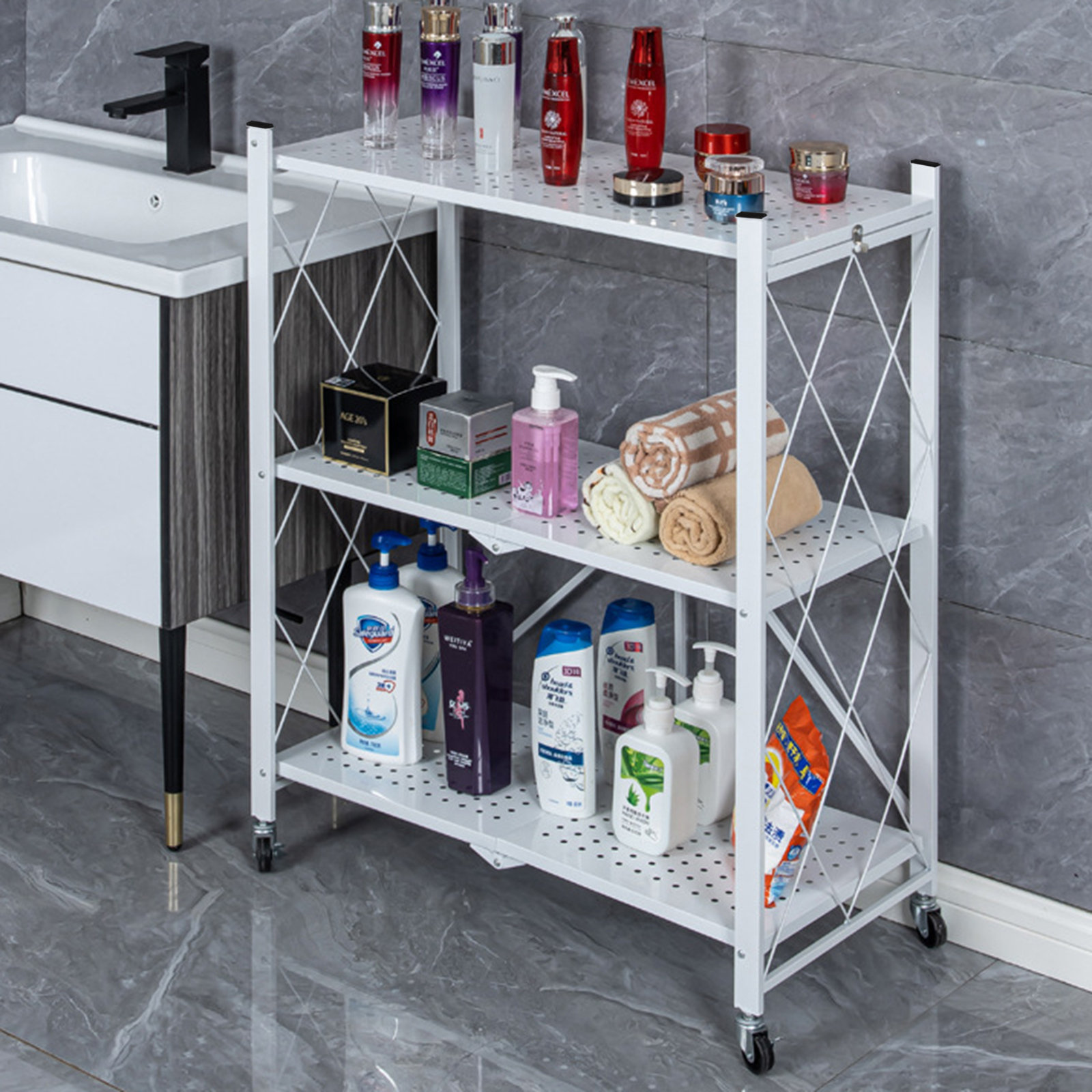 Rebrilliant Lionna 35.43" H x 27.95" W x 14.96" D Foldable Shelving ...