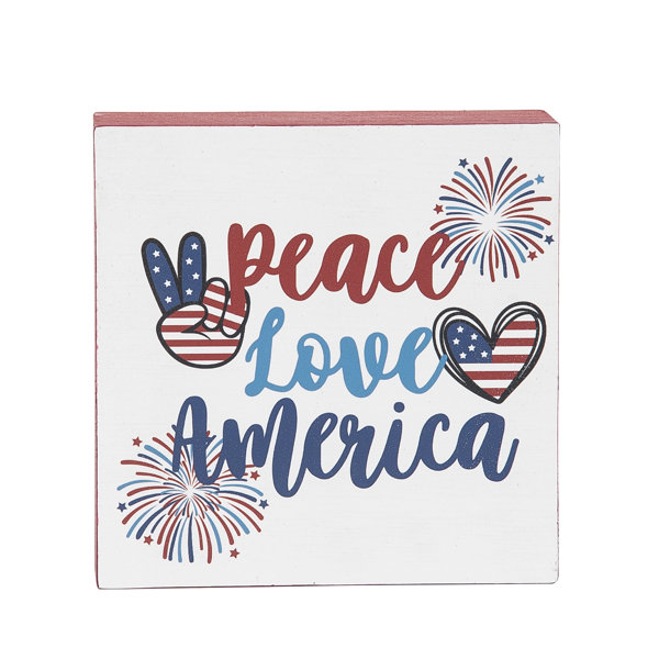 Trinx Peace Love America Shelf Block | Wayfair