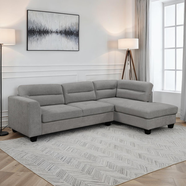 Latitude Run Riga 4 Seater Chaise Longue Corner Fabric Sofa Grey ...