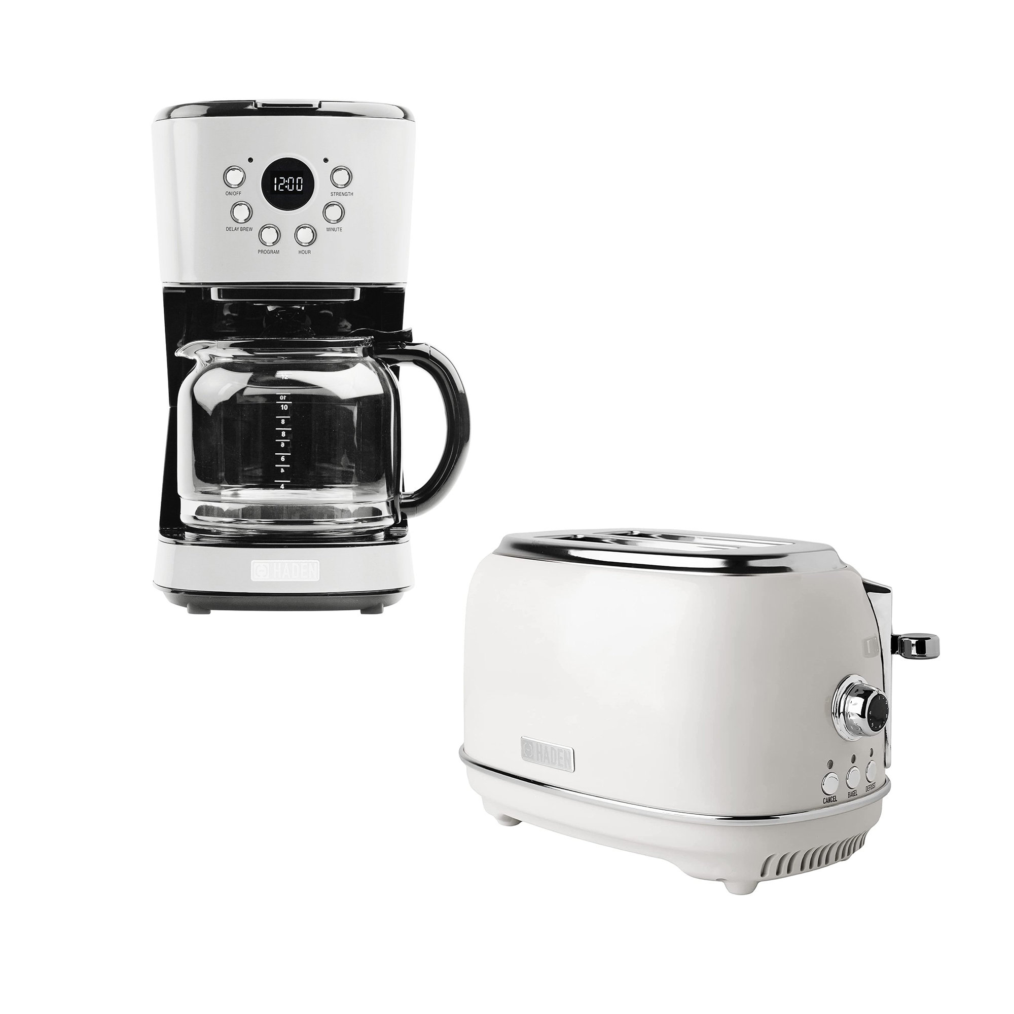 HADEN Ivory Stainless Steel Heritage Coffee Machine & 2-Slice Toaster ...