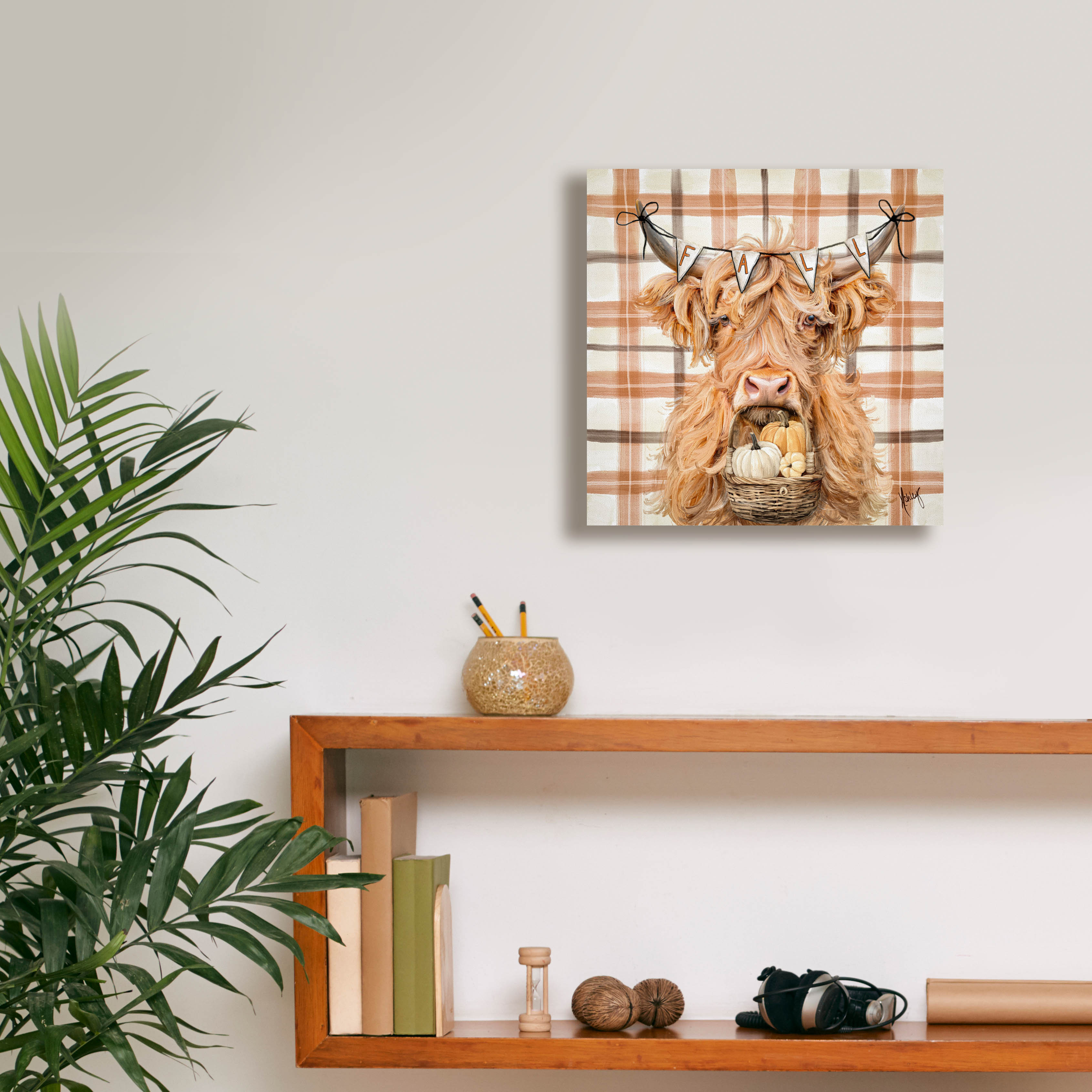 August Grove® 'Fall Highland Cow' by Ashley Bradley Canvas Wall Art ...