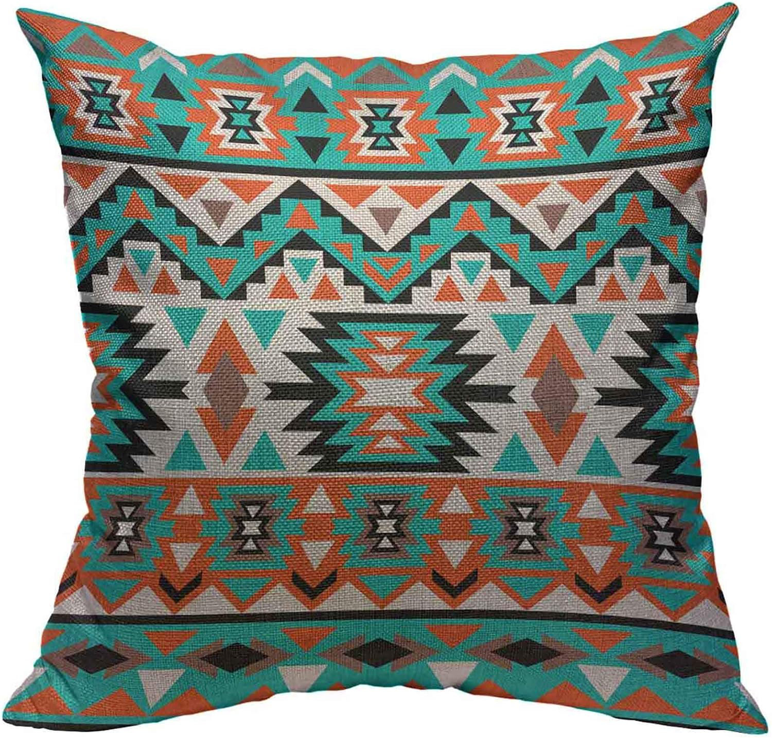 Acoloy Throw Pillow Covers Yellow Aztec Colorful Navajo Tribal Cotton ...