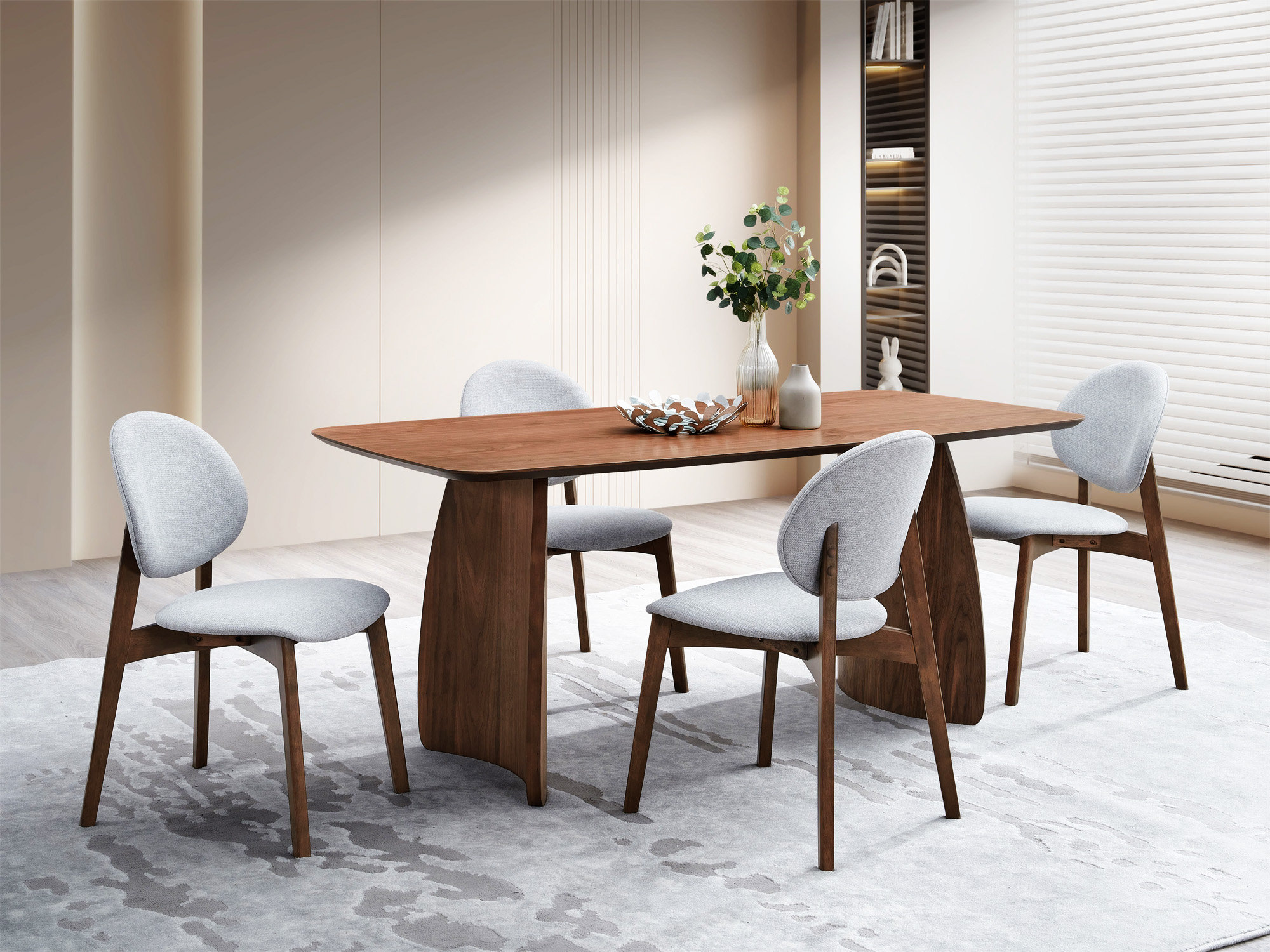 George Oliver Hadasa Walnut & Light Gray Finish 5Pcs Dining Room Set,dining room set,dinning ...