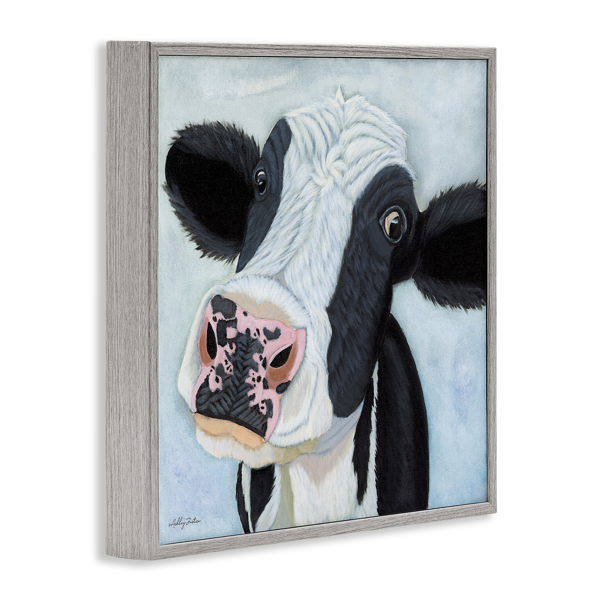 Ebern Designs Funny Cow Gaze Framed Giclee Art by Ashley Justice | Wayfair