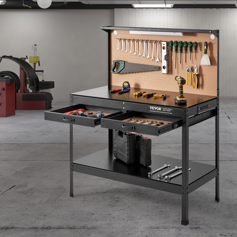 WFX Utility™ 47'' W Steel Top Workbench with Pegboard & Reviews | Wayfair