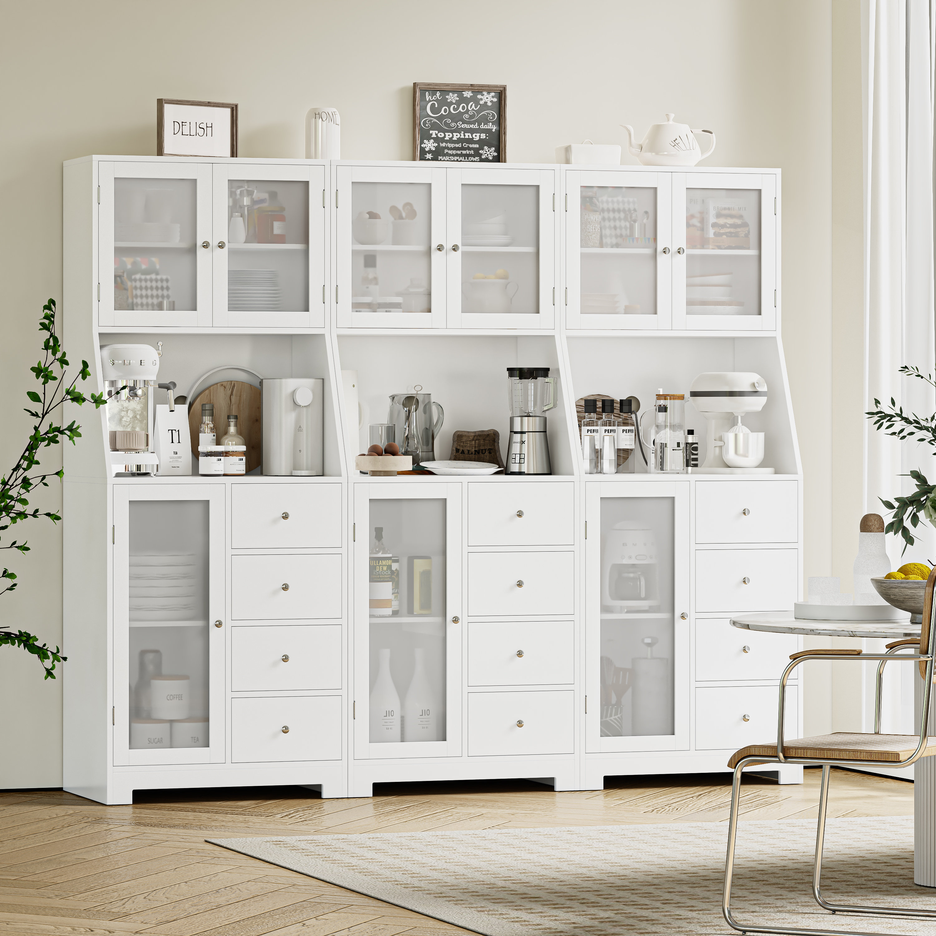 Wade Logan Boncho 64.2"H Kitchen Pantry with Microwave Shelf, Cabinets ...