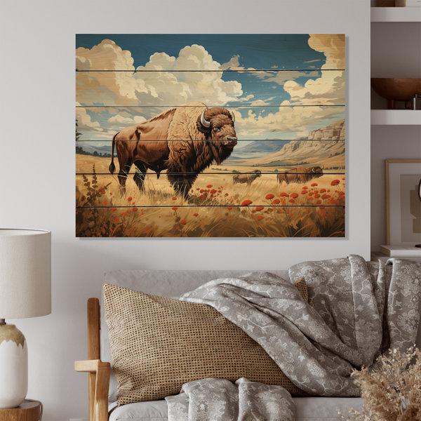Millwood Pines Prairies Buffalo National Park I On Wood Print | Wayfair