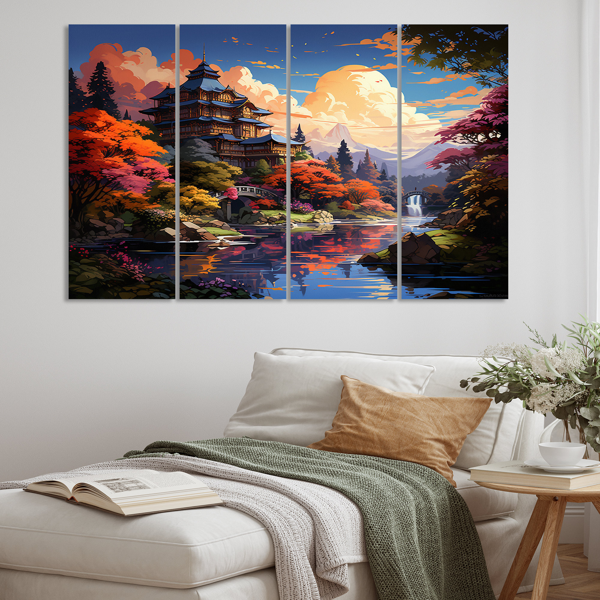 Millwood Pines Japanese Temple In Colourful Autumn Garden I - Asian Art ...