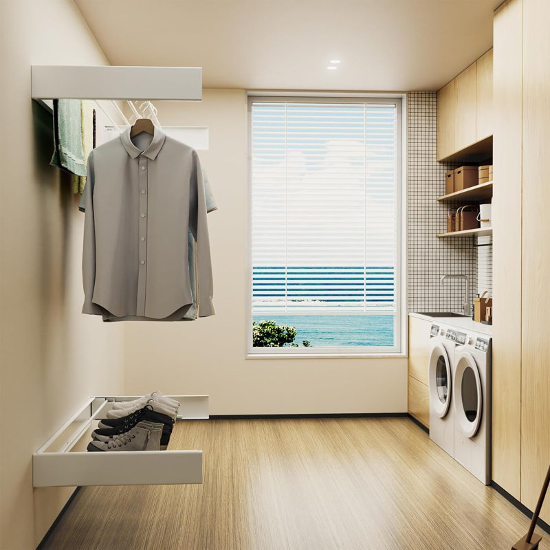 Rebrilliant Metal Foldable Wall-Mounted Drying Rack | Wayfair