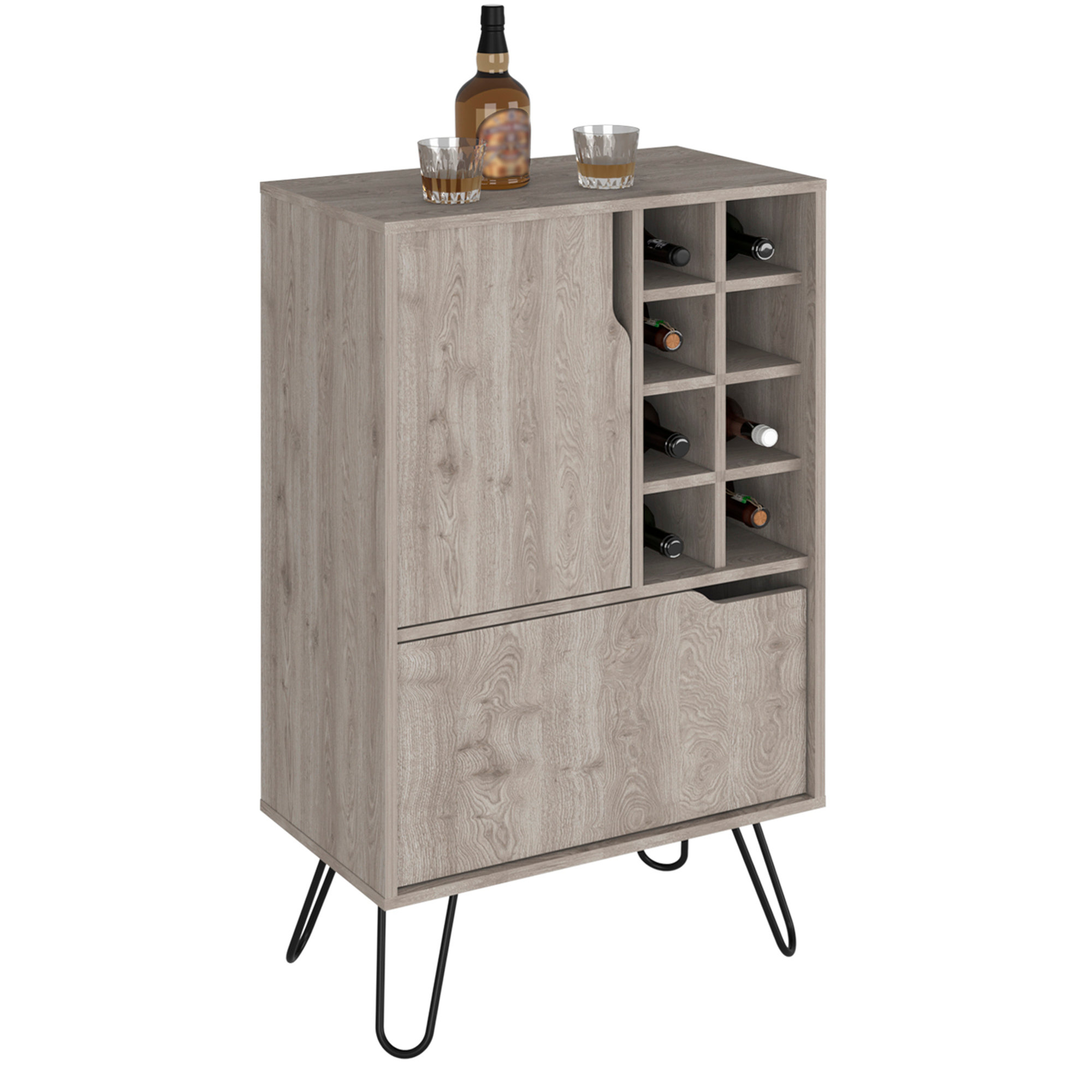 17 Stories L Bar Cabinet, Eight Wine Cubbies, Two Cabinets With Single ...