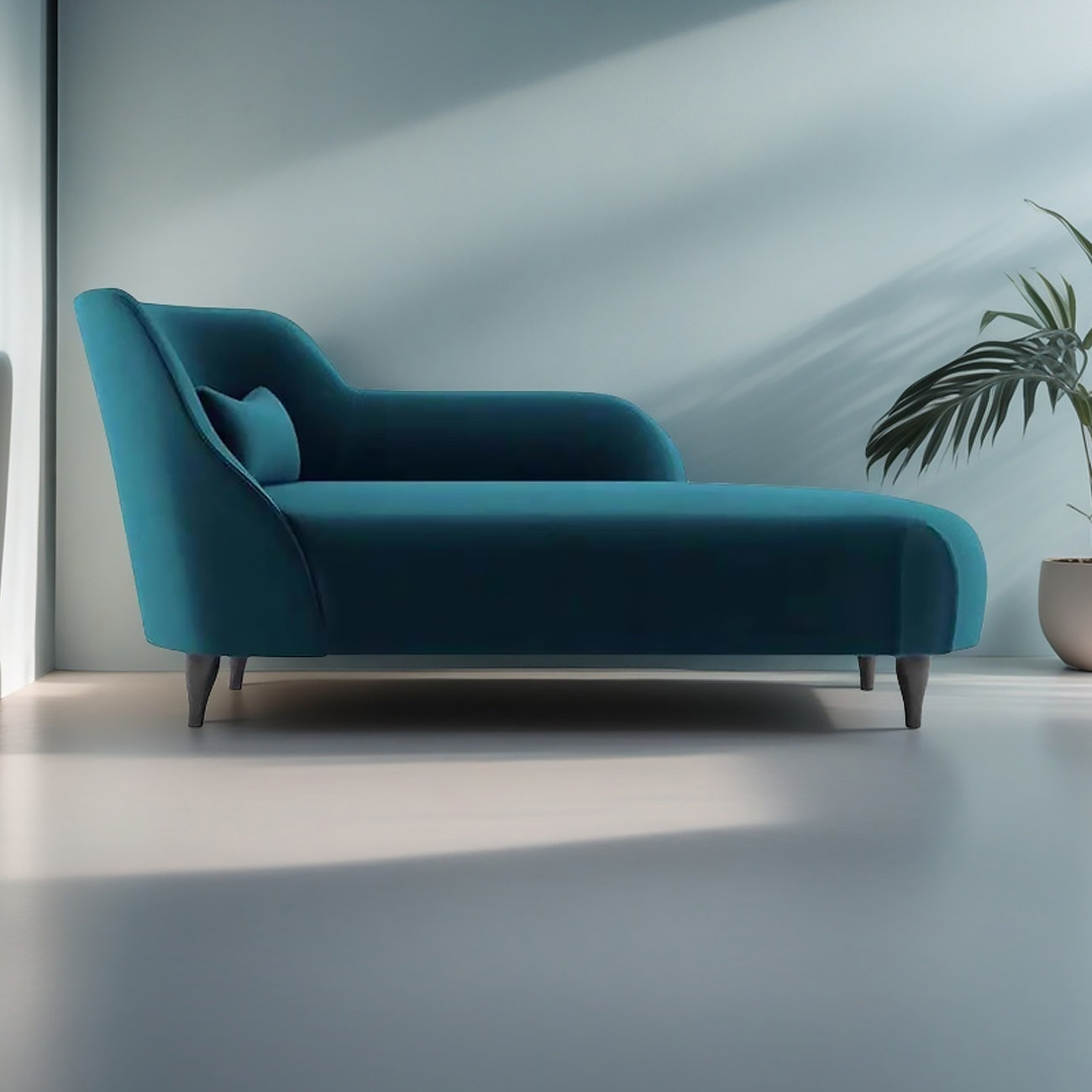 Finesse Furni Elegant Living Room Velvet Chaise: Curved Relaxation ...