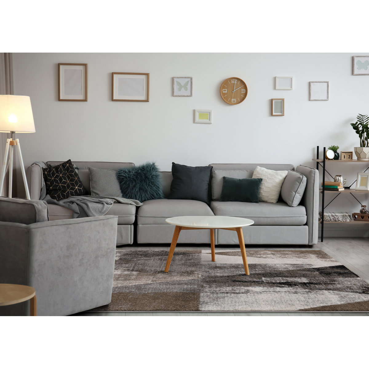 The Twillery Co.® Menoher Geometric Cream/Brown Area Rug | Wayfair