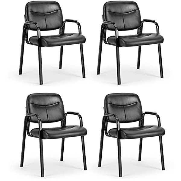 Smugdesk.com Stackable Leather Seat Waiting Room Chair with Metal Frame ...