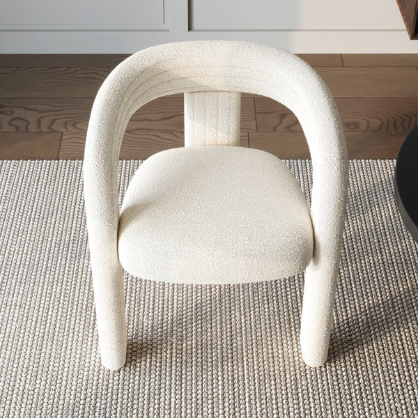 Orren Ellis Set Of 2 Modern Sherpa Dining Chairs Off White | Wayfair